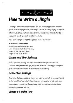How To Write A Jingle By Madame Gazelle TPT