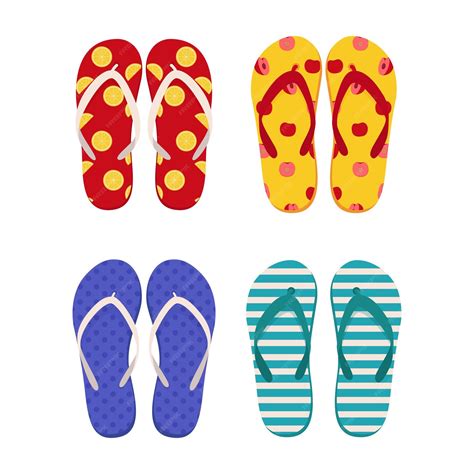 Premium Vector Pair Of Beach Slippers Collection Of Fashion Flip