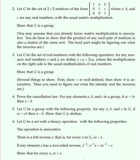Solved 1 A 2 Let G Be The Set Of 2 X 2 Matrices Of The Form