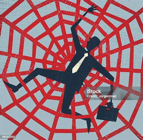 Abstract Businessman Caught In A Spiders Web Stock Illustration
