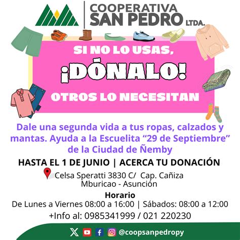 SI NO LO USAS DÓNALO Cooperativa San Pedro Ltda