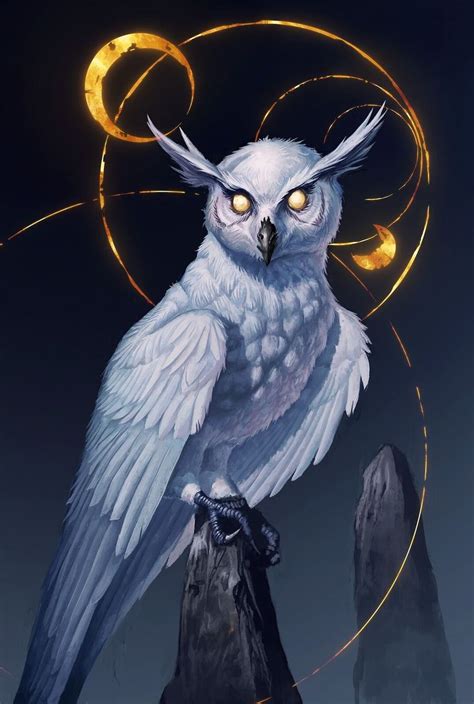Majestic Owl Illustration Mythical Owl Art Fantasy Owl Art Dark