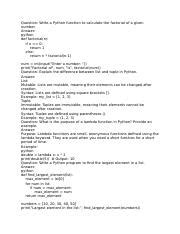 Python Programming Concepts: Functions, Lists, Tuples, Lambda, | Course Hero
