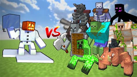 100 Mutant Snow Golems Vs 100 All Mutant Creatures In Minecraft Mob