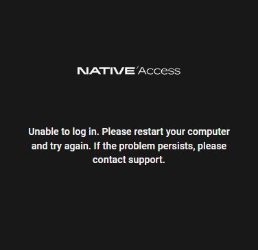 Native Acess Unable To Log In Community