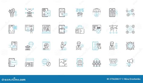 Self Executing Contracts Linear Icons Set Blockchain Decentralization