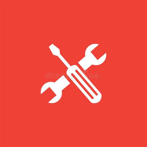 Screwdriver And Wrench Red Icon On White Background Red Flat Style