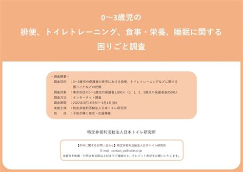0～3歳児の排便・食事・睡眠に関する調査 日本トイレ研究所（japan Toilet Labo）