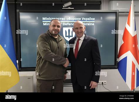 Defence Secretary John Healey Right Is Greeted By Ukrainian Defence Secretary Rustem Umerov