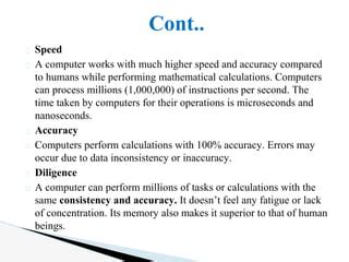 Computer System Concepts Characteristics Capabilities And Limitations