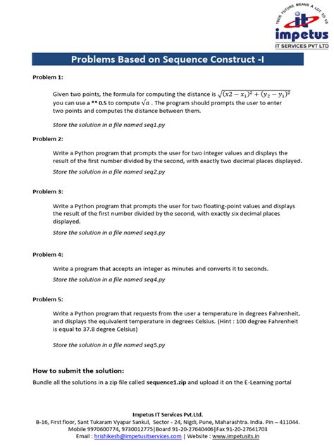 sequence assignment i pdf
