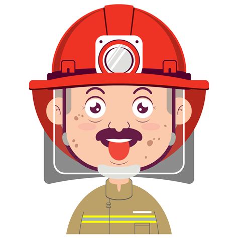 Fireman Playful Face Cartoon Cute 14464195 Png