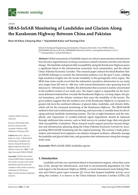 Pdf Sbas Insar Monitoring Of Landslides And Glaciers Along The