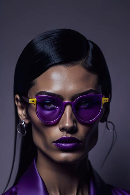 Premium Photo Model Dressed In Stylish Purple Clothes And Sunglasses