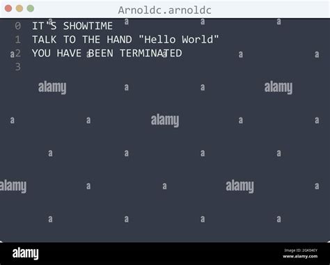 Arnoldc Sprache Hello World Programmbeispiel In Editor Fenster