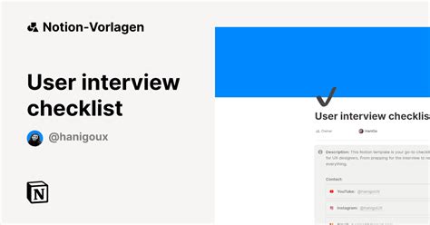 User Interview Checklist Vorlage Notion Marketplace