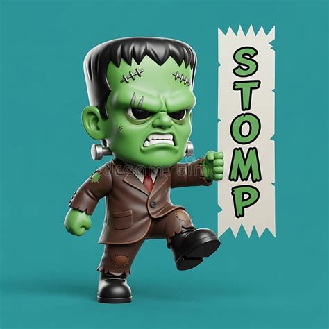 Cartoon Monster Figurine Stomping Stock Illustration Illustration Of