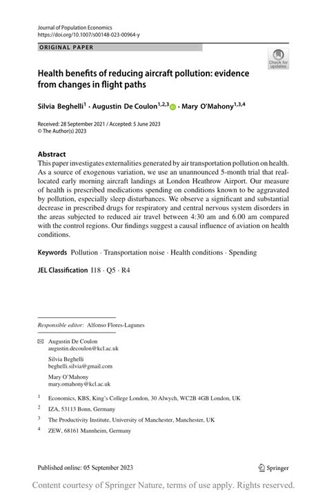PDF Health Benefits Of Reducing Aircraft Pollution Evidence From Changes In Flight Paths