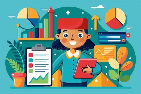 A Cheerful Individual Stands With A Tablet And Clipboard Surrounded By