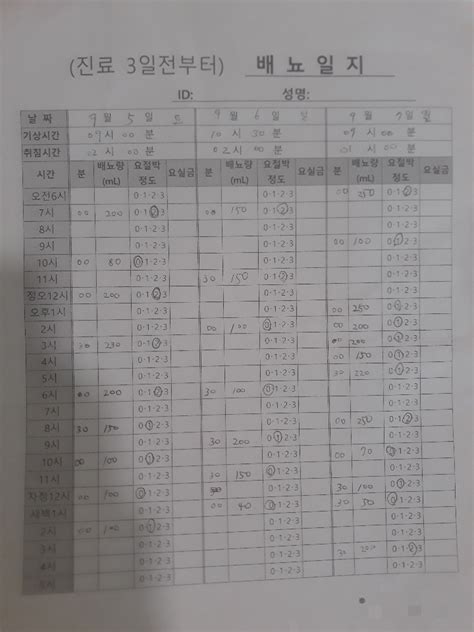 배뇨일지 소변에 문제있는건가요 지식in