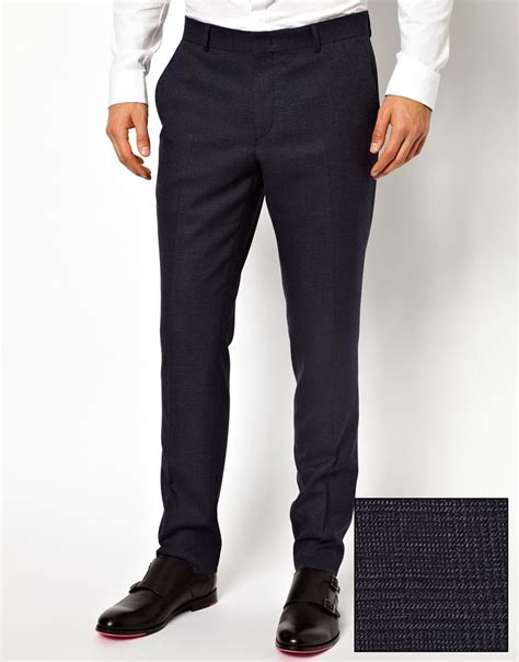 Aldo Asos Skinny Fit Pants In Prince Of Wales Check In Blue For Men