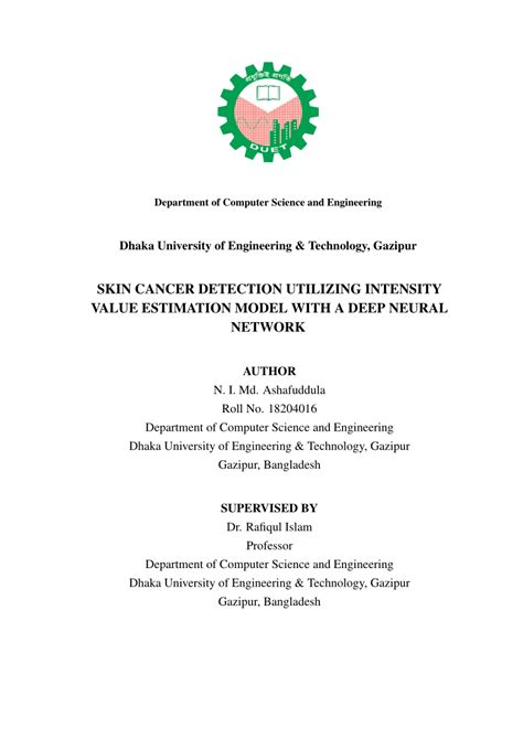 Pdf Skin Cancer Detection Utilizing Intensity Value Estimation Model