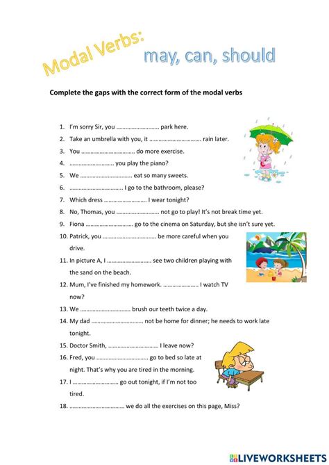 Modal Verbs May Can Should Worksheet Worksheets Verb Worksheets Phonics Reading