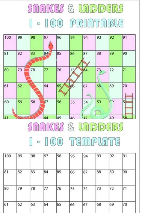 Free Printable Snakes And Ladders 1 100 Game Blank Template