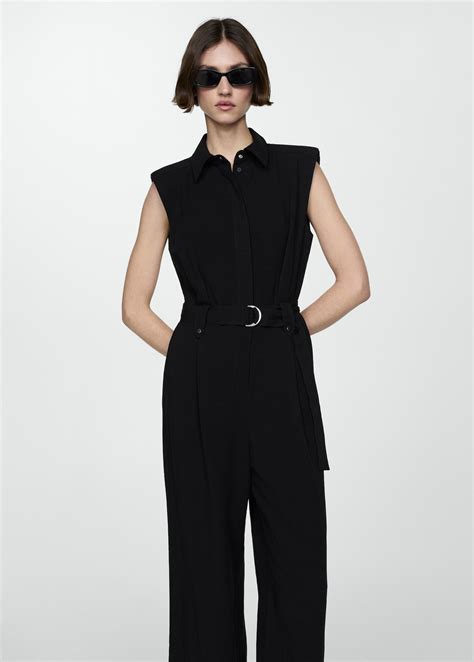 Jumpsuit With Belt Clips Women Mango Usa