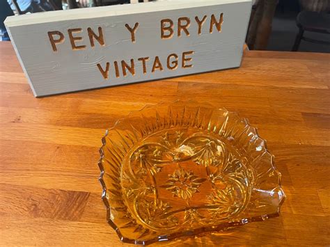 Vintage Amber Glass Bowl Glassware Pen Y Bryn Vintage Retro
