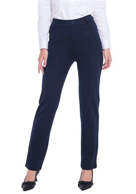 Ztn Women S Stretchy Dress Pants With Pockets Pull On Straight Leg