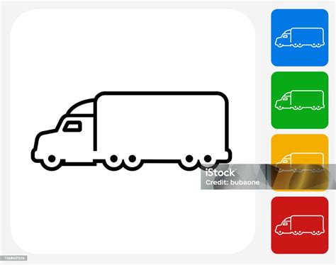 卡車 18 車輪圖示向量圖形及更多交通方式圖片 交通方式 商用陸上交通工具 單線 Istock