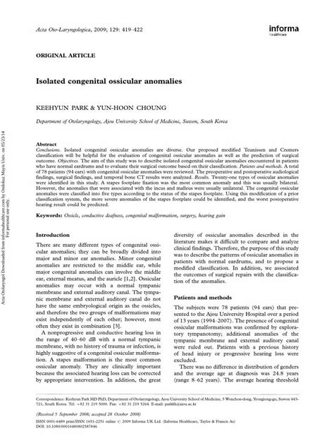 Pdf Isolated Congenital Ossicular Anomalies Dokumen Tips