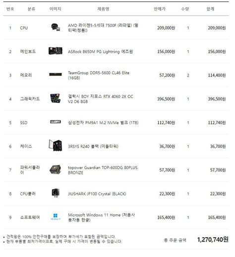 120만원대 참고 견적입니다 Vortex Gaming