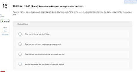 Solved Tb Mc Qu Static Assume Markup Percentage Chegg