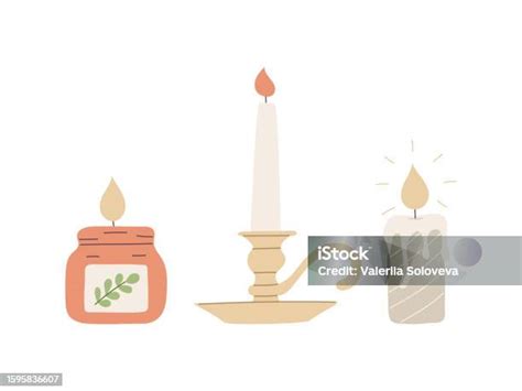 촛대 항아리에 왁스 양초를 태우고 있습니다 아늑함 종교 축하 밀교 강신술 공부의 상징 흰색 배경에 분리된 평면 만화 컬러 벡터