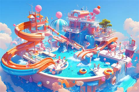 만화 워터파크 일러스트 무료 다운로드 Lovepik