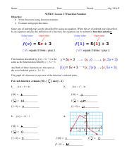 Understanding Function Notation In Algebra Course Hero