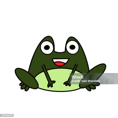 재미있는 녹색 두상 스티커 개구리 아이콘 엽서 스티커 티셔츠 및 어린이 책에 적합합니다 격리된 벡터입니다 개구리에 대한 스톡 벡터 아트 및 기타 이미지 Istock