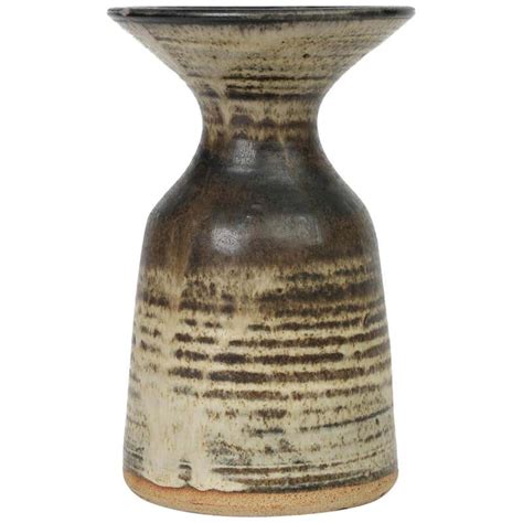 Unique Hand Thrown Stoneware Pottery Vase By Fontaine For Sale At