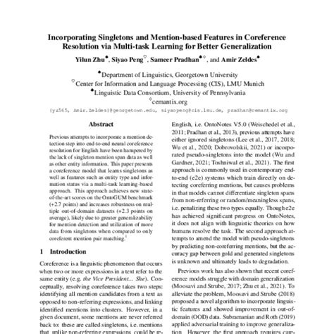 Incorporating Singletons And Mention Based Features In Coreference Resolution Via Multi Task