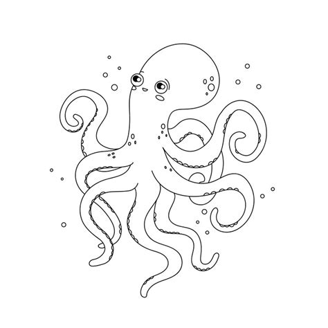 손으로 그린 문어 개요 그림 무료 벡터