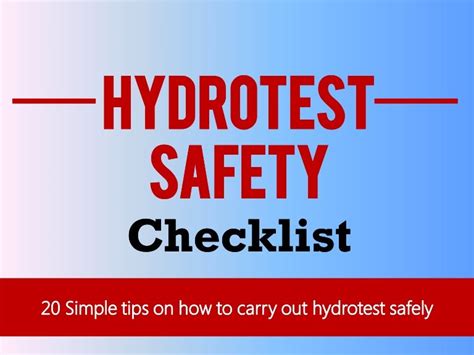20 Essential Hydrotest Safety Checklist