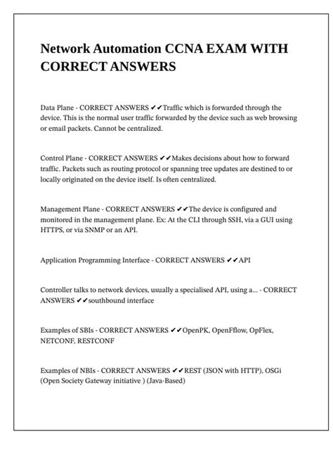 Network Automation Ccna Exam With Correct Answers Ccna Cisco