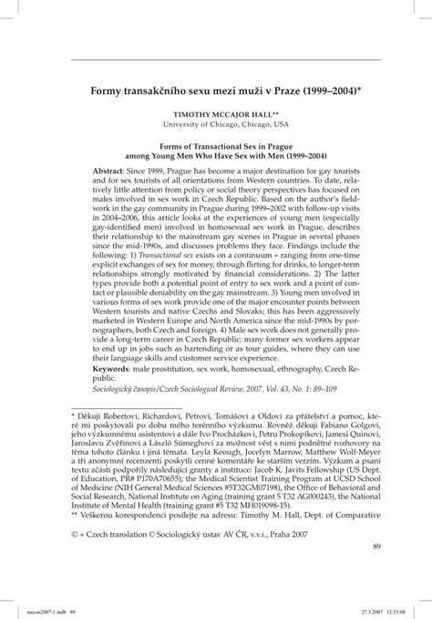 Pdf Forms Of Transactional Sex In Prague Among Young Men Who Have Sex