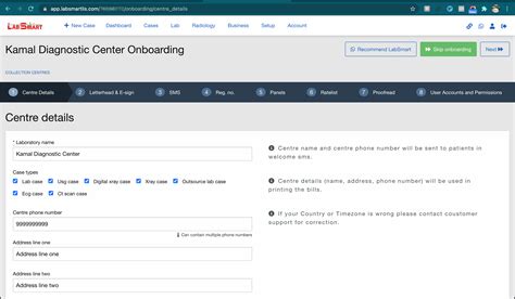 Onboarding And Setup Diagnostic Centre Management System