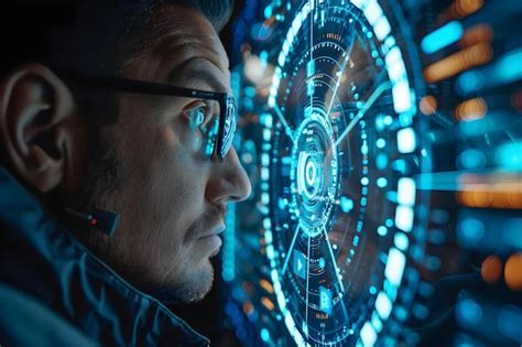 Premium Photo Expert Using Hightech Interfaces To Safeguard Info Privacy In Cyberworld Concept