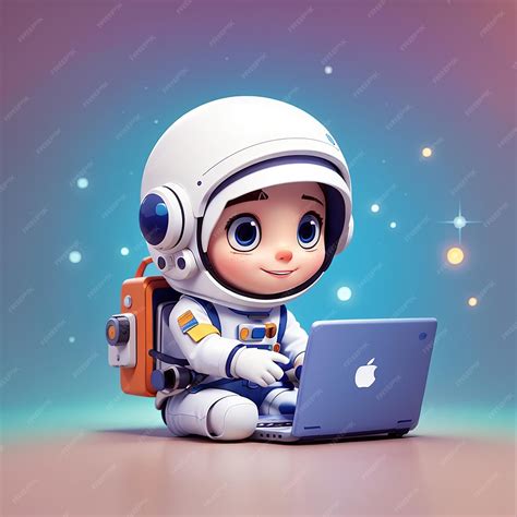 Premium Photo Cute Astronaut Hacker With Laptop Cartoon Vector Icon