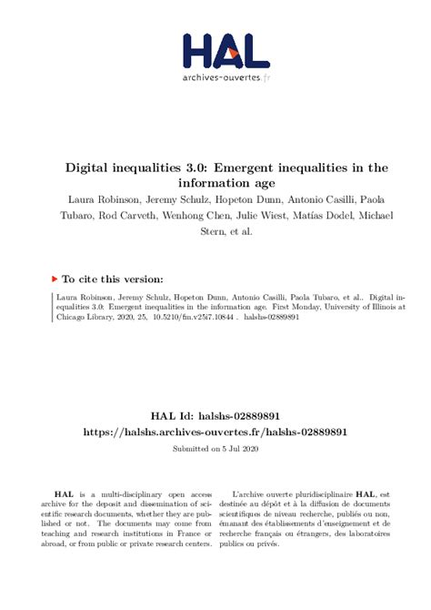 Pdf Digital Inequalities 30 Emergent Inequalities In The Information Age