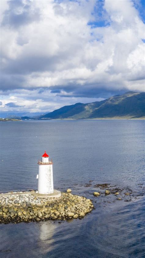 Aerial View Of Høgsteinen Lighthouse Godoya Island Alesund Møre Og